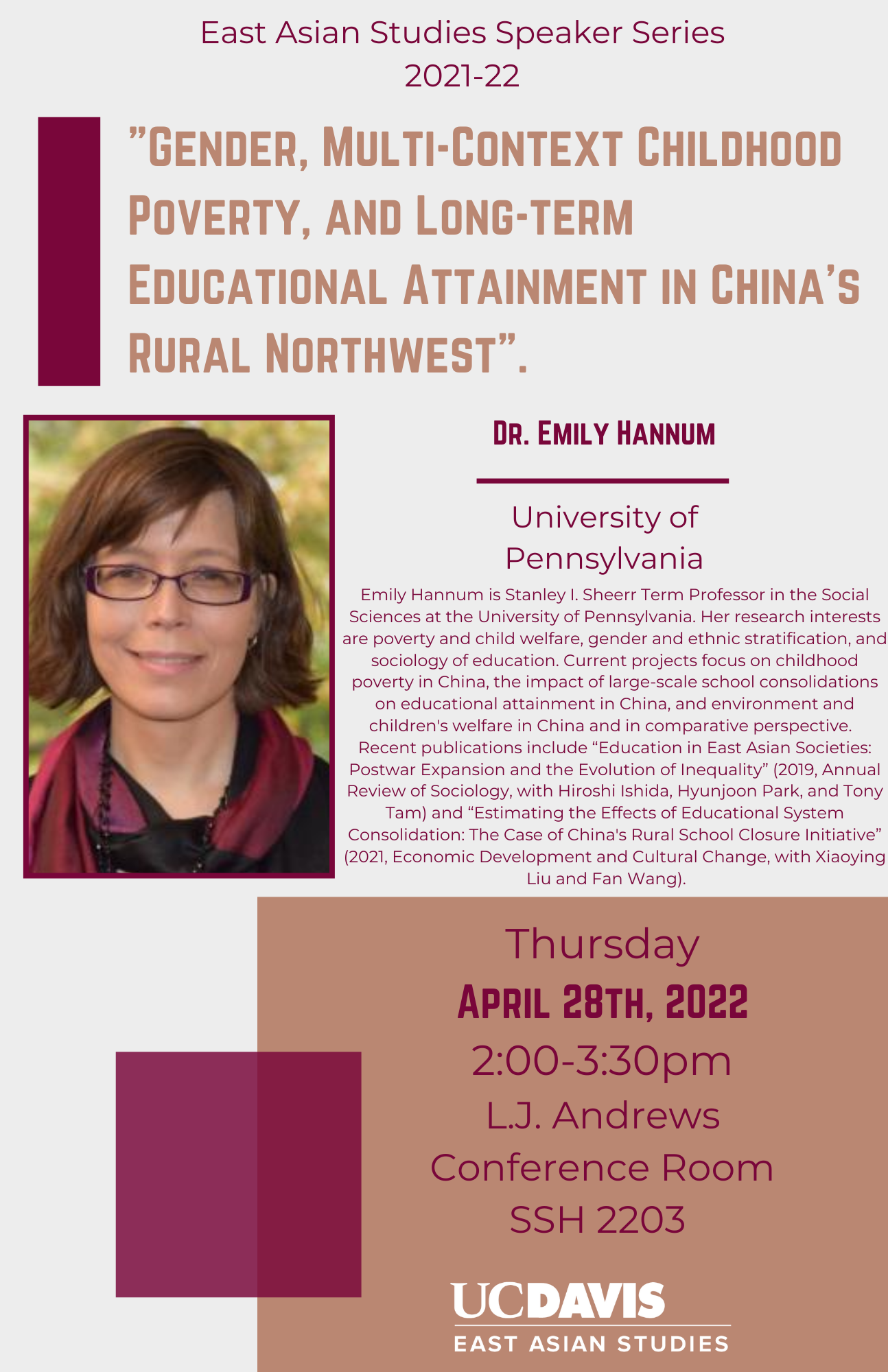 EAS Speaker Series 2021-22: Dr. Emily Hannum | East Asian Studies